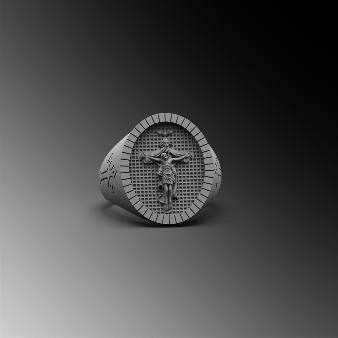 Silver Jesus Cross Ring the God Taking Jesus Beside Messiah Jesus Ring ...