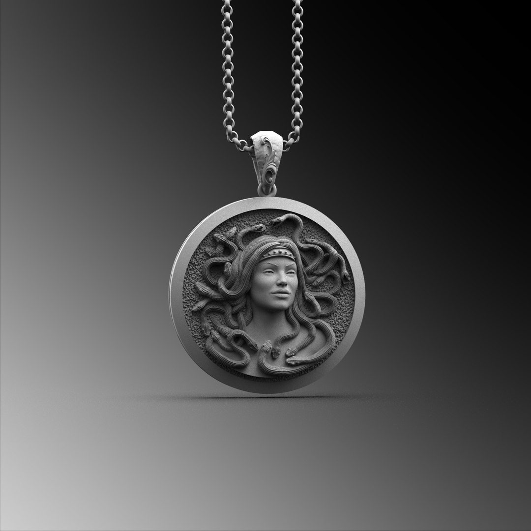 Medusa Pendant, Medusa Head Necklace, Medusa Sterling Silver Pendant, Gorgon Medusa Pendant ...