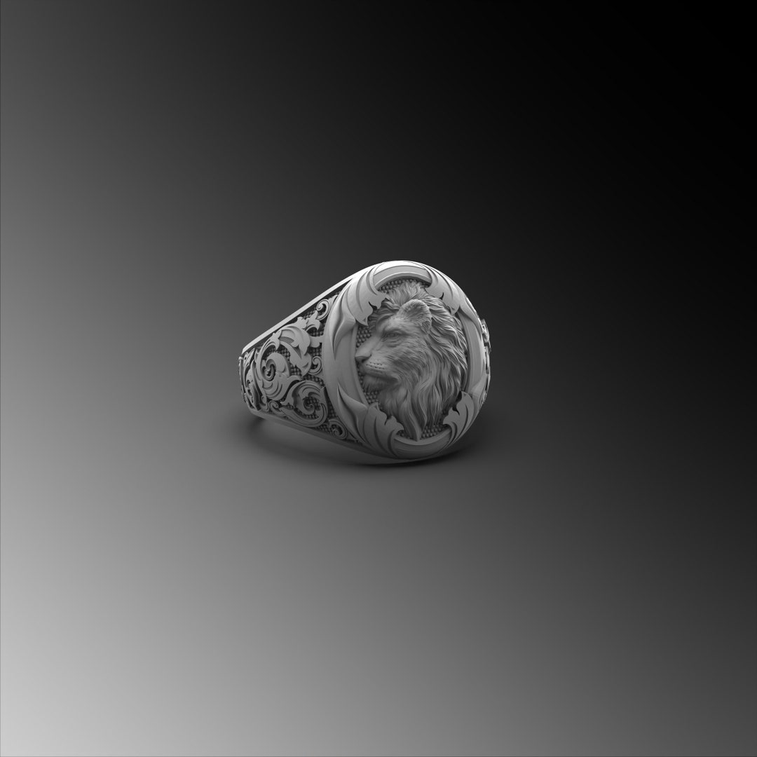 Silver Lion Rings for Man Silver Lion Head Ring Men Signet Ring Unique ...