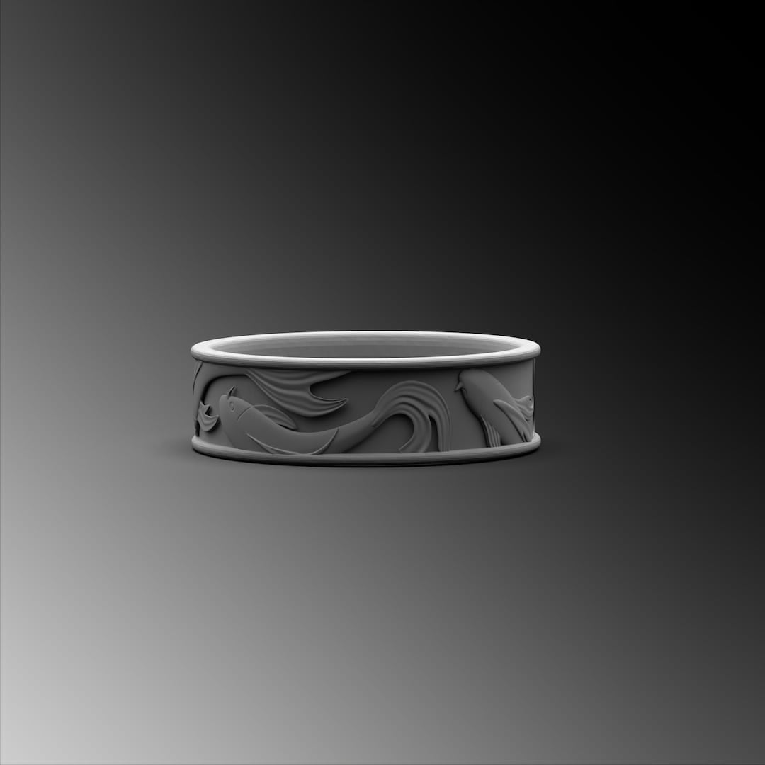 Koi Fish Sterling Silver Mens Ring, Japanese Fish Nature Inspired Ring ...