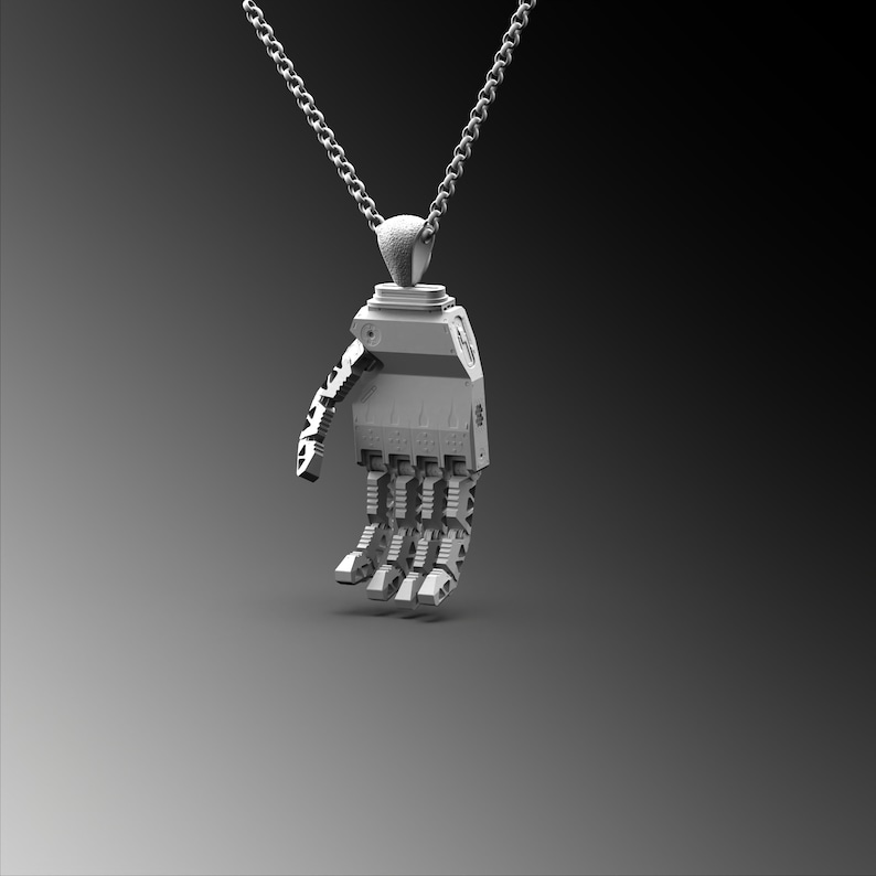 Silver Robot Hand Pendant Mechanical Skeleton Hand Necklace - Etsy