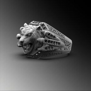 Mens Tiger Claw Ring Silver Tiger Head Ring Men Signet Ring Tiger Claw ...