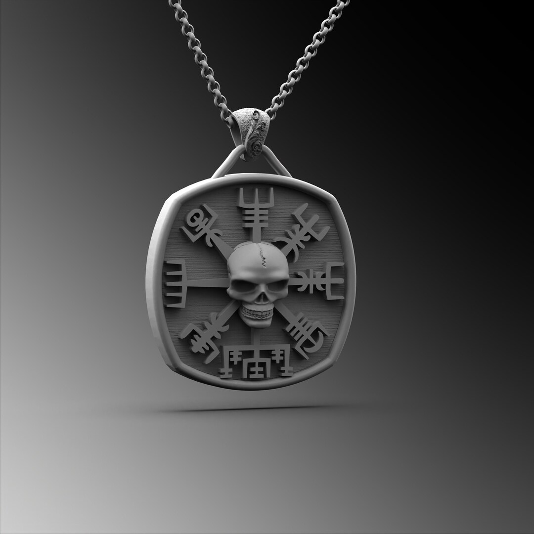 Viking Vegvisir and Runes Necklace, Viking Compass and Norse Runes Coin ...
