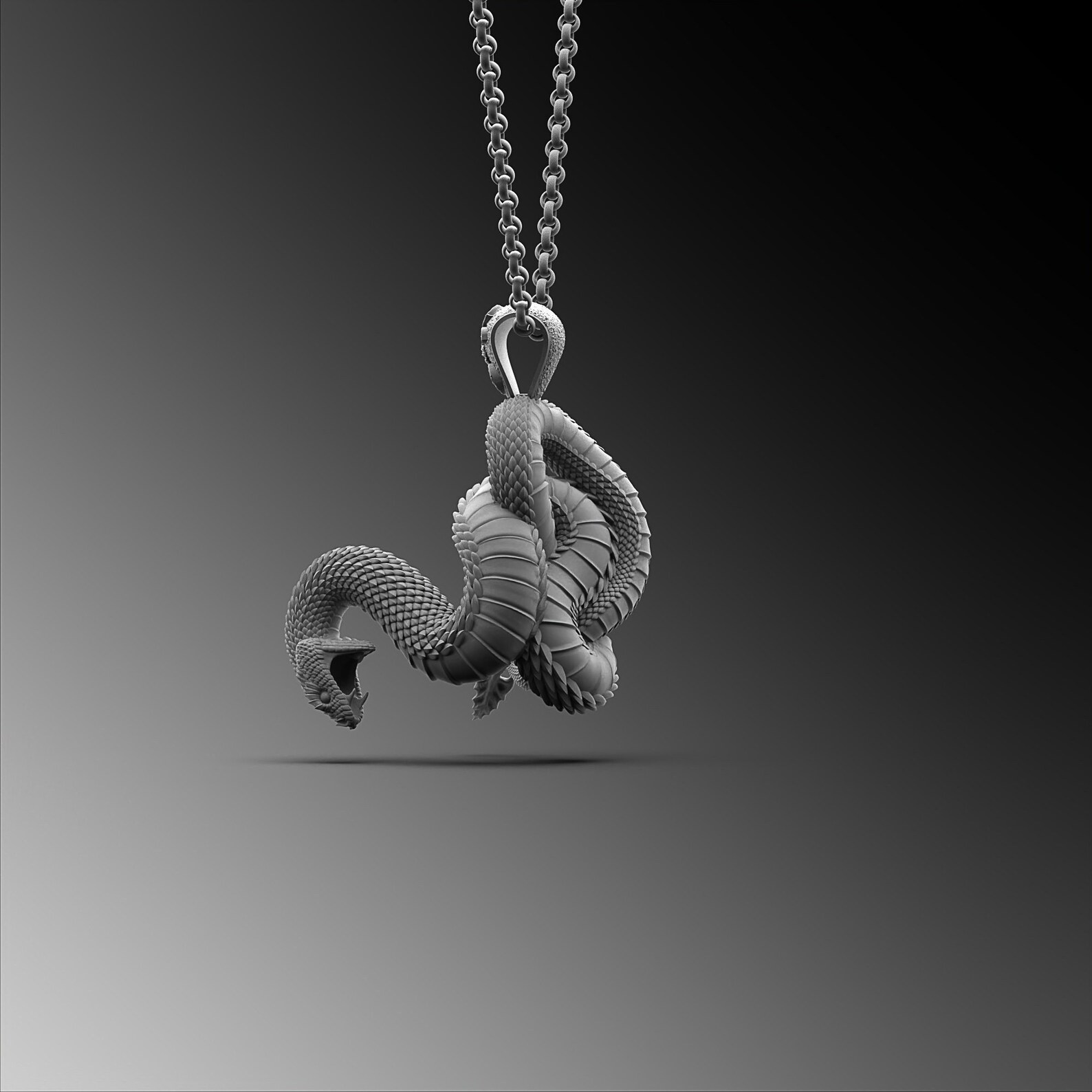 Sterling Silver Snake Pendant Necklace, Serpent Jewelry Gift for Men - Etsy