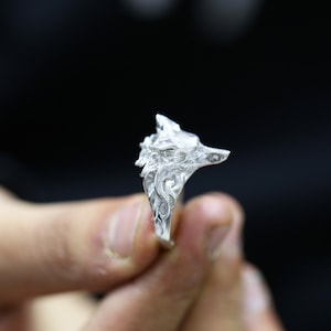 Mens Fox Ring Silver Fox Ring Mens Signet Ring Fox Head Rings for Man ...