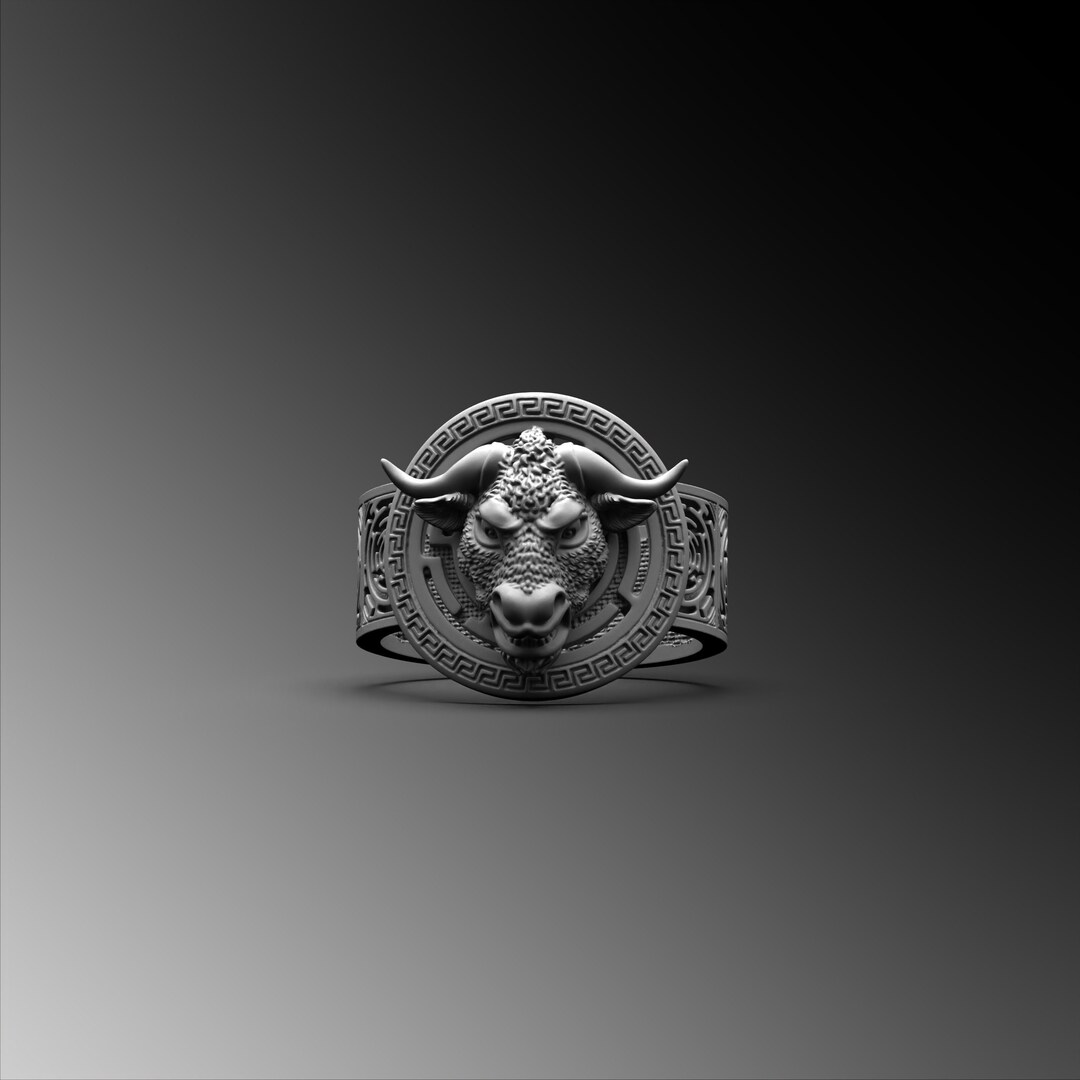 Taurus Bull Handmade Signet Ring, Sterling Silver Bull Pinky Men Ring ...
