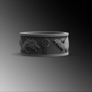 Dragon Phoenix Ring Cross Band for Man Dragon Silver Ring Sterling ...