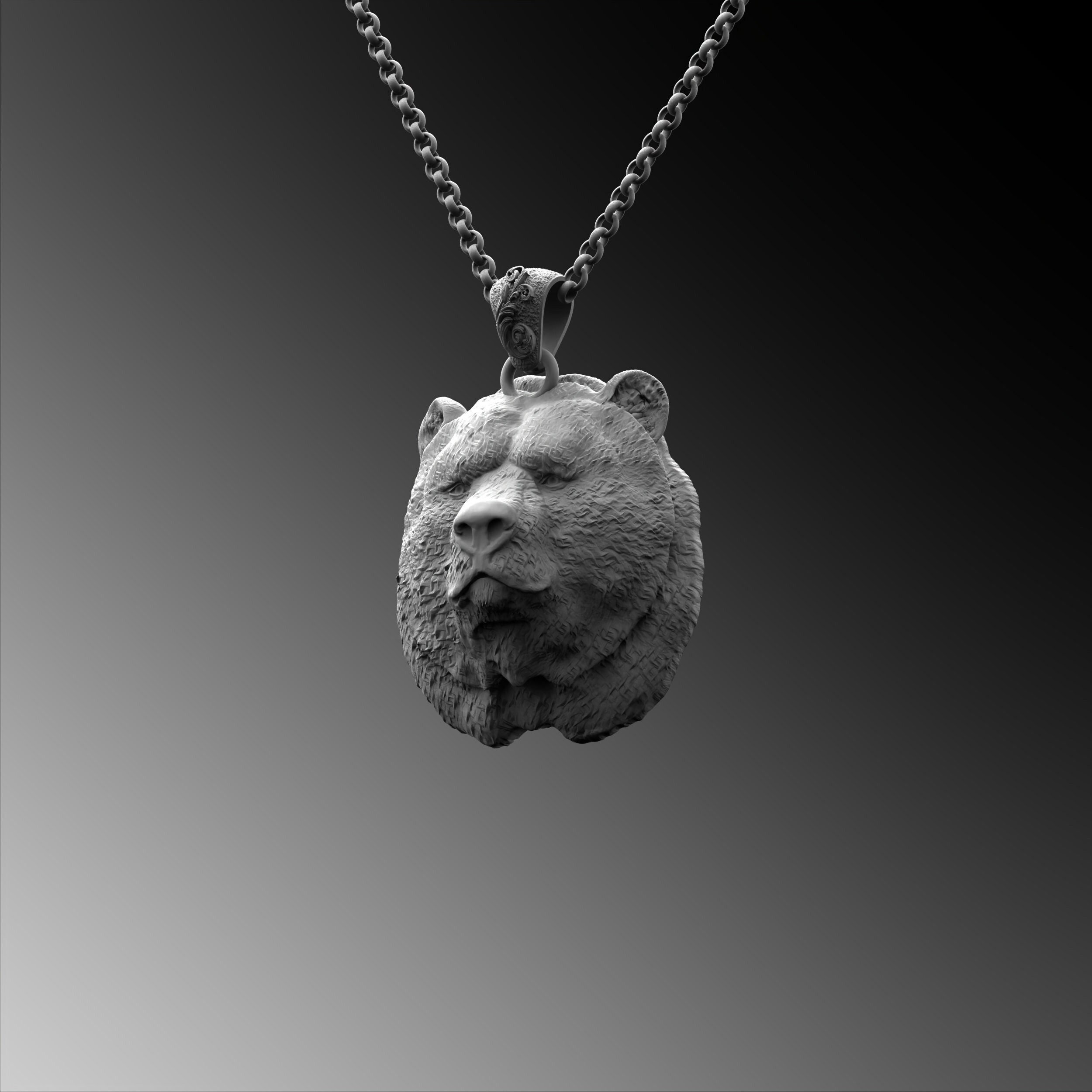 Silver Bear Medallion Mens Grizzly Bear Pendant for Man - Etsy