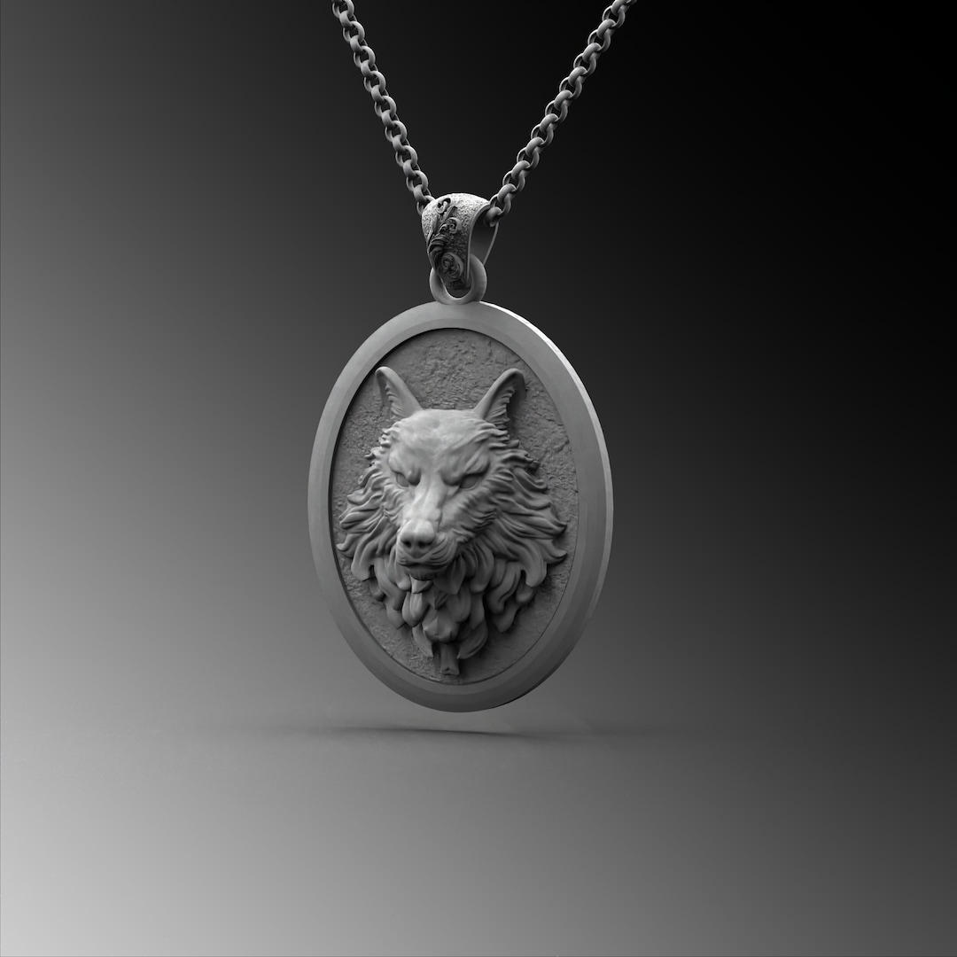 Wild Wolf Silver Mens Necklace, Best Wolf Men Necklace, Nodric Wolf ...