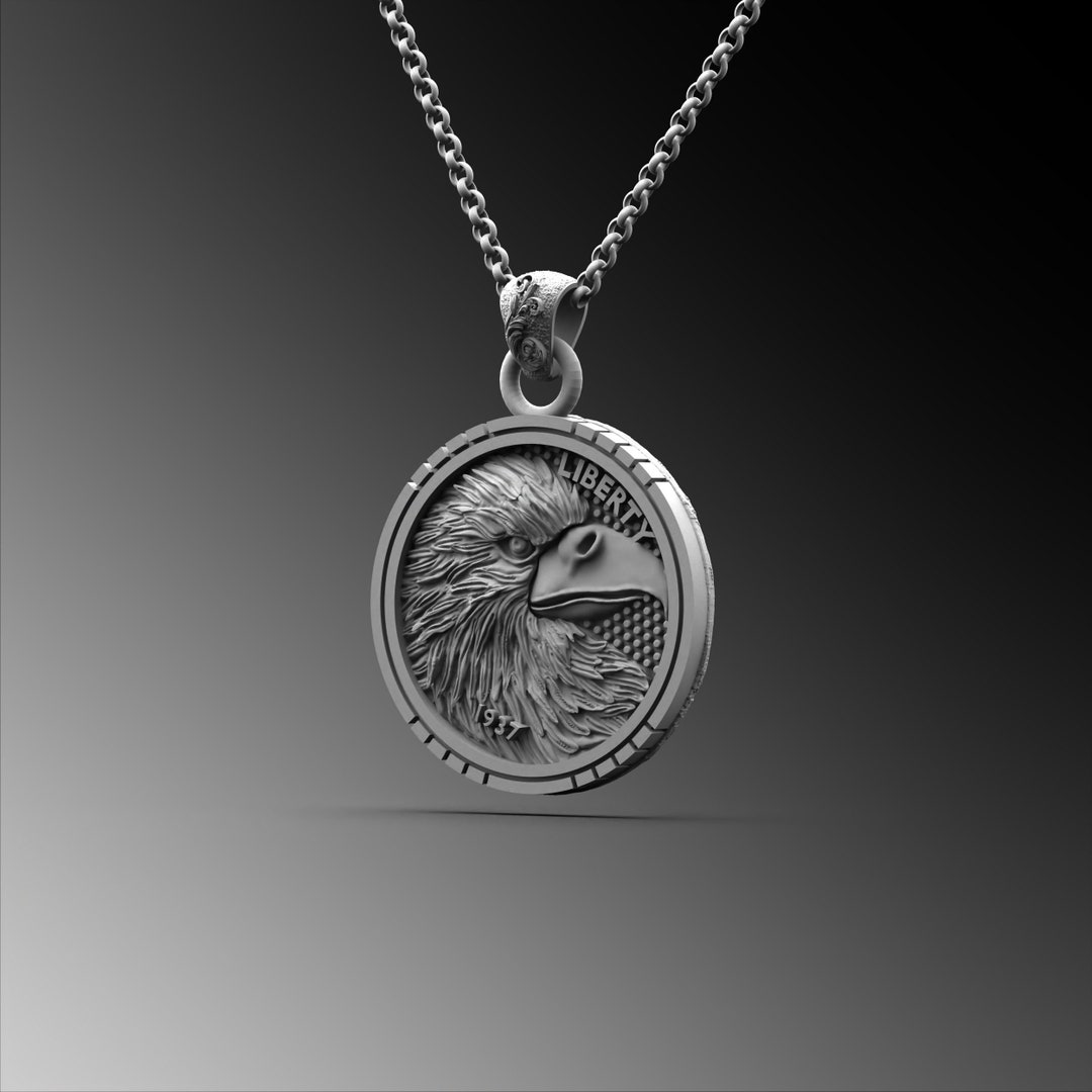 Sterling Silver American Winged Eagle Handmade Necklace, Winged Eagle ...