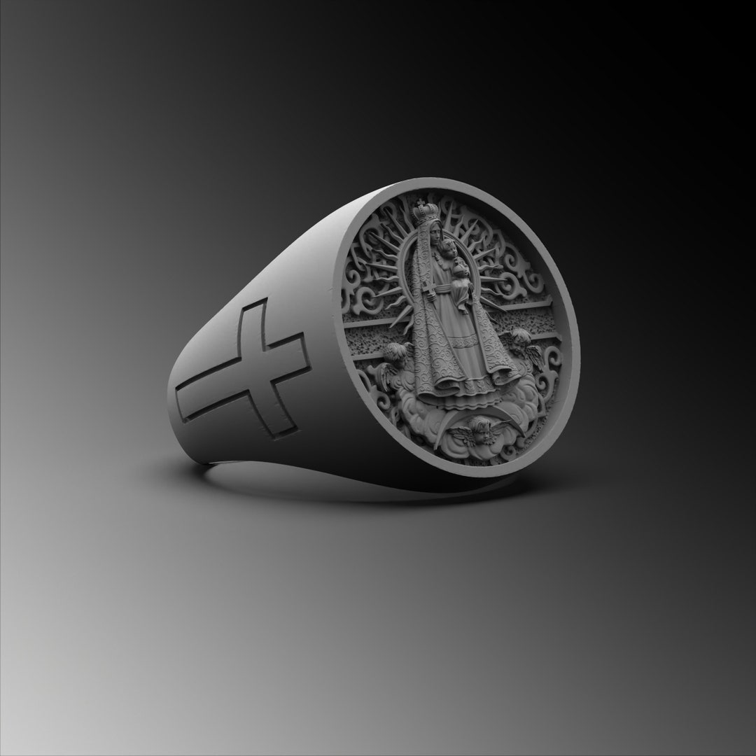 Virgin Mary Ring, Virgen Del Carmen Ring, Mens Virgin Mary Rings, Holy ...