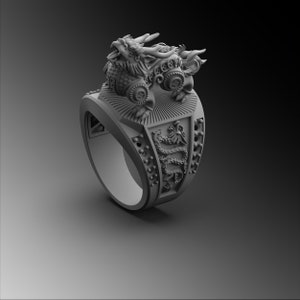 Mens Dragon Ring Silver Chinese Dragon Ring Mens Signet Ring Dragon ...