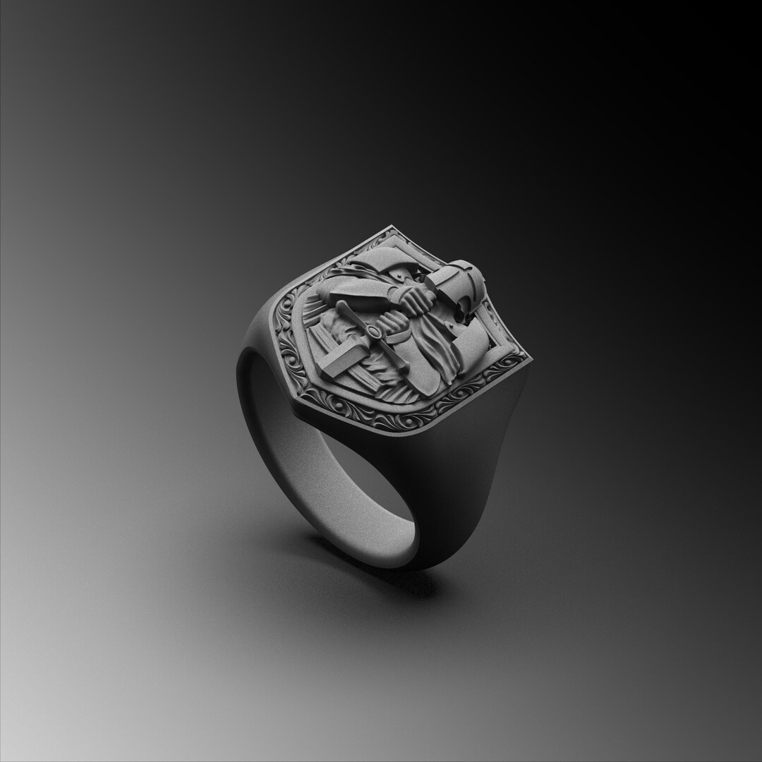 Medieval Knight Ring, Crusader Signet Ring, Mens Silver Templar Ring ...