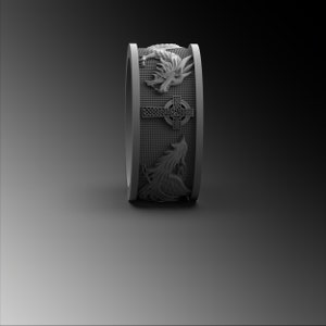 Dragon Phoenix Ring Cross Band for Man Dragon Silver Ring Sterling ...