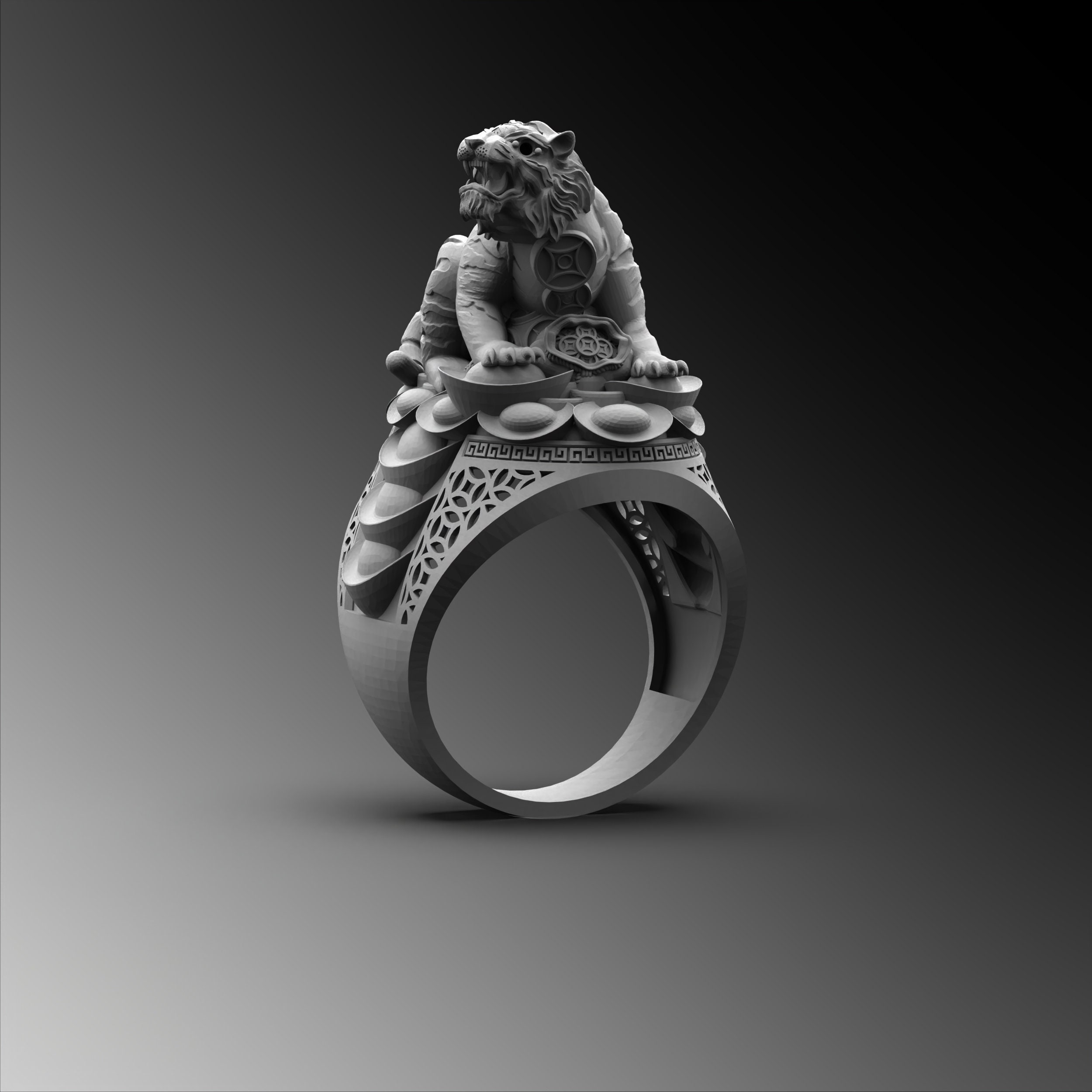 Mens Tiger Ring Silver Chinese Tiger Ring Men Signet Ring - Etsy