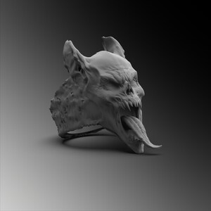 Demon Skull Ring Hell Satan 925 Silver Ring Sterling Handmade Satanic ...