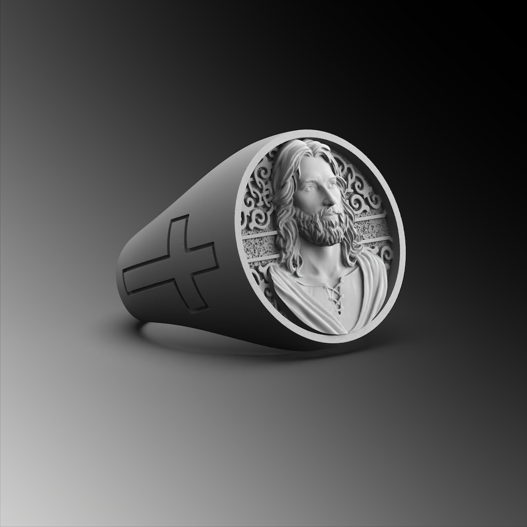 Handmade Sterling Silver Jesus Christ Signet Ring, Christian Jewelry - Etsy