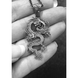 Dragon Pendant Silver Necklace for Man Dragon Pendant Men Silver ...