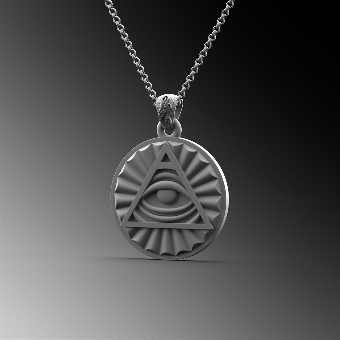 Sterling Silver All Seeing Eye Pendant - Illuminati Medallion - Etsy