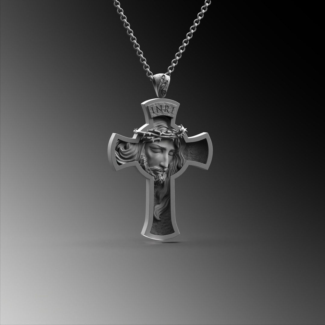 Silver Jesus Cross Pendant Man Jesus Christ Necklace Crucifix Silver ...