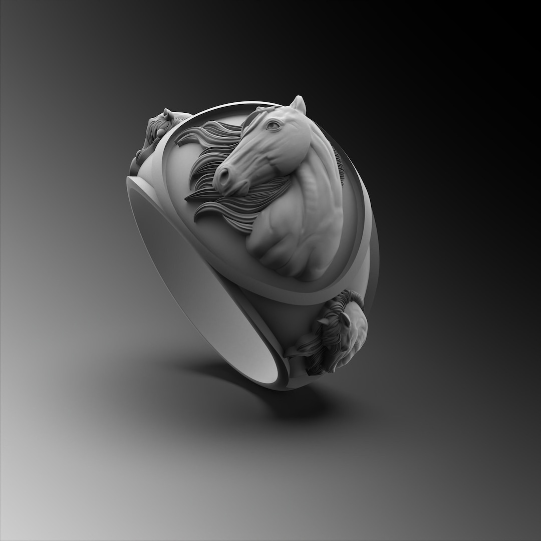 Mens Horse Ring Silver Horse Ring Mens Signet Ring Horse Rings for Man ...