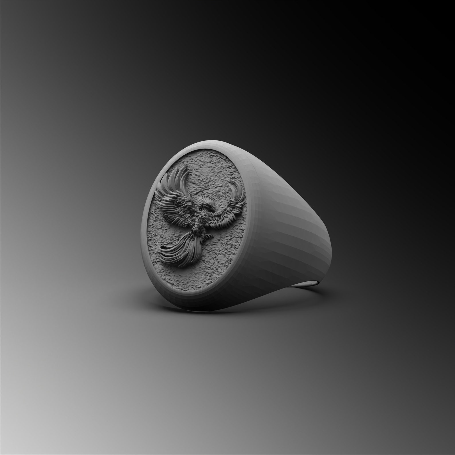 Silver Phoenix Ring Mens Immortal Bird Signet Ring Mens - Etsy