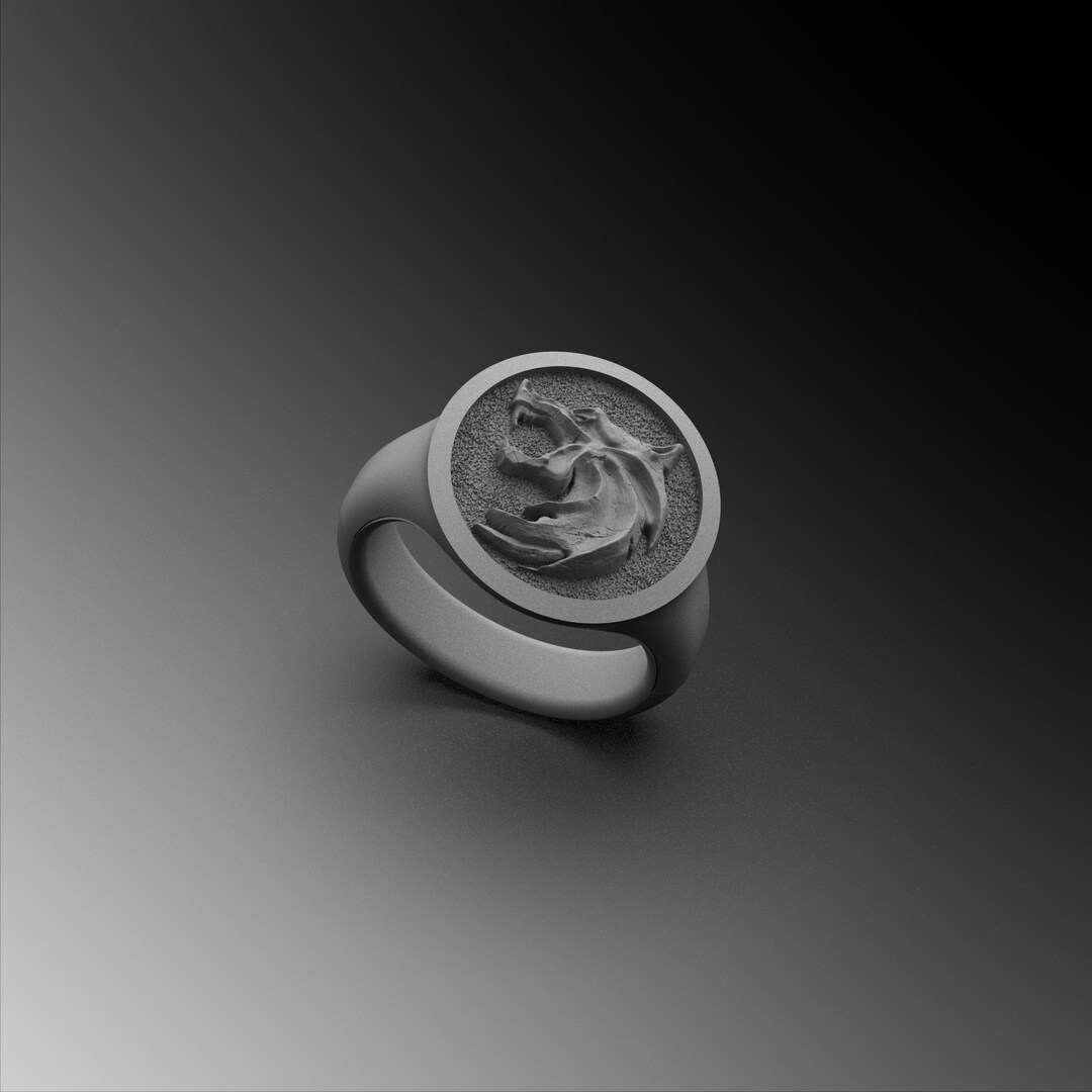 Silver Wolf Ring, Mens Wolf Signet Ring Mens Silver Wolf Head Ring ...