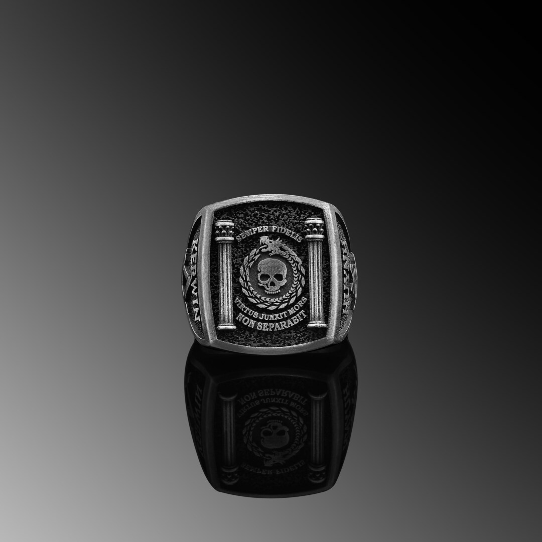 Family Crest Ring Men Custom Signet Ring Men Coat of Arms Ring Sterling ...