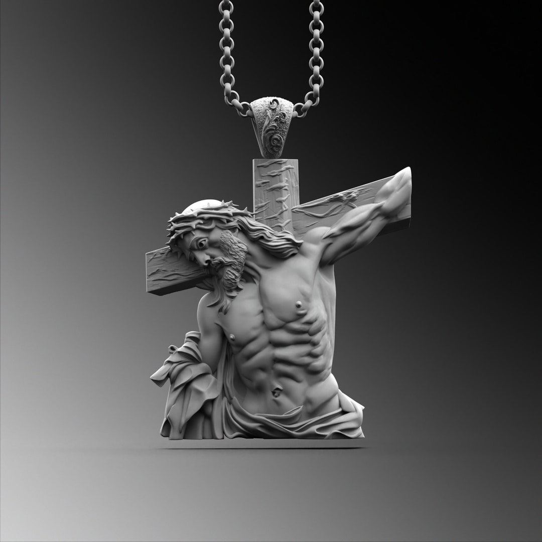 Jesus Crucifix Necklace, Christ Jesus Cross Pendant Religious Men ...