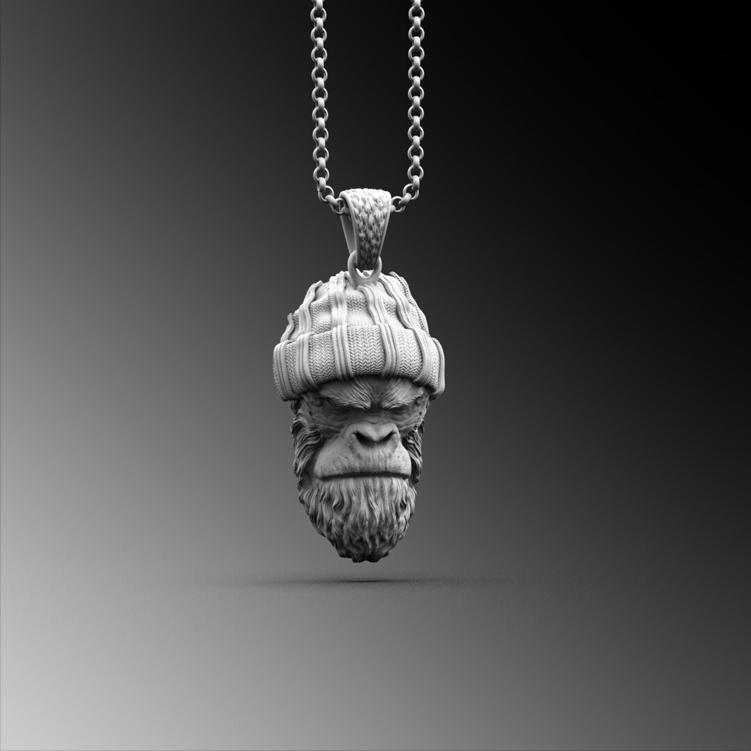 Mens Gorilla Necklace - Silver Gorilla Pendant Angry Gorilla Ape ...