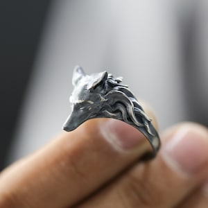 Mens Fox Ring Silver Fox Ring Mens Signet Ring Fox Head Rings for Man ...