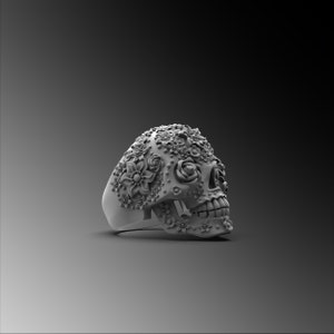 925 Silver Mexican Gangster Skull Ring Candy Skull Los Muertos Ring ...