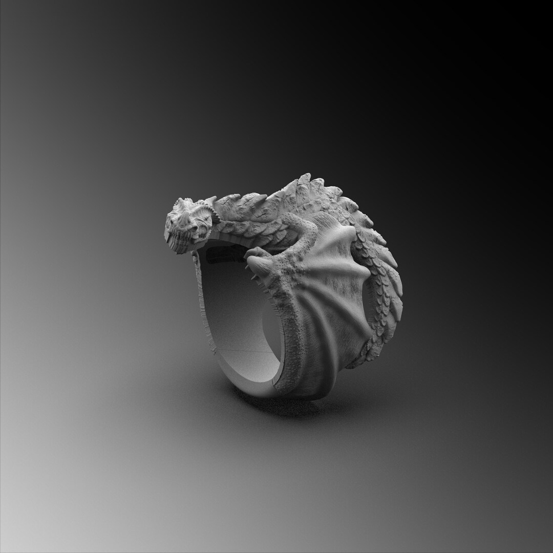 Mens Dragon Ring Silver Dragon Handmade Sterling Silver Men Biker Ring ...