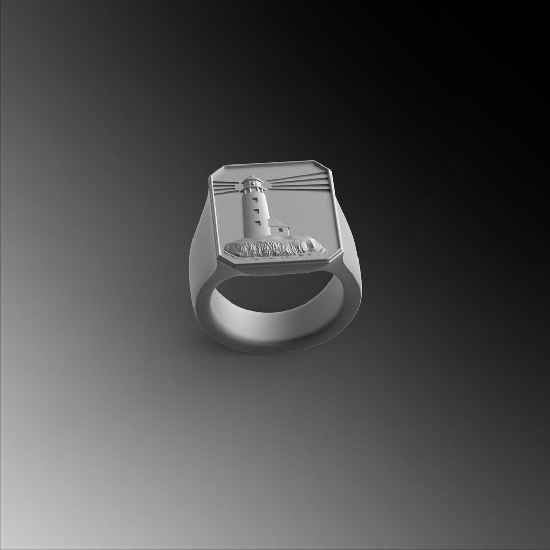 Lighthouse Signet Nautical Sailor Rings for Man Lighthouse Silver ...