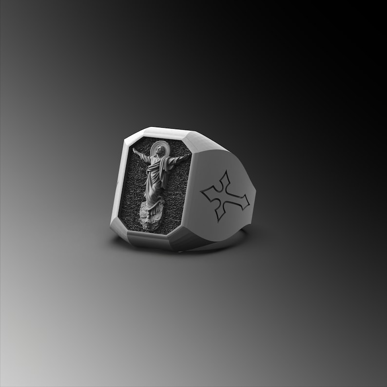 Sterling Silver Ascension of Jesus Ring, Christian Religious Jewelry - Etsy