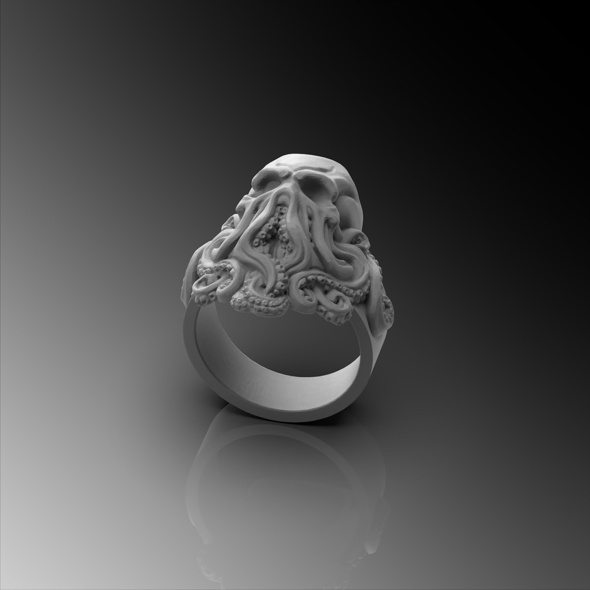 Silver Cthulhu Skull Ring Mens Octopus Monster Ring Handmade - Etsy