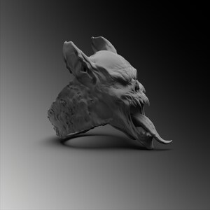 Demon Skull Ring Hell Satan 925 Silver Ring Sterling Handmade Satanic ...