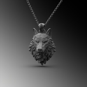 Silver Wolf Medallion Mens Wolf Pendant for Man Sterling Silver Wolf ...