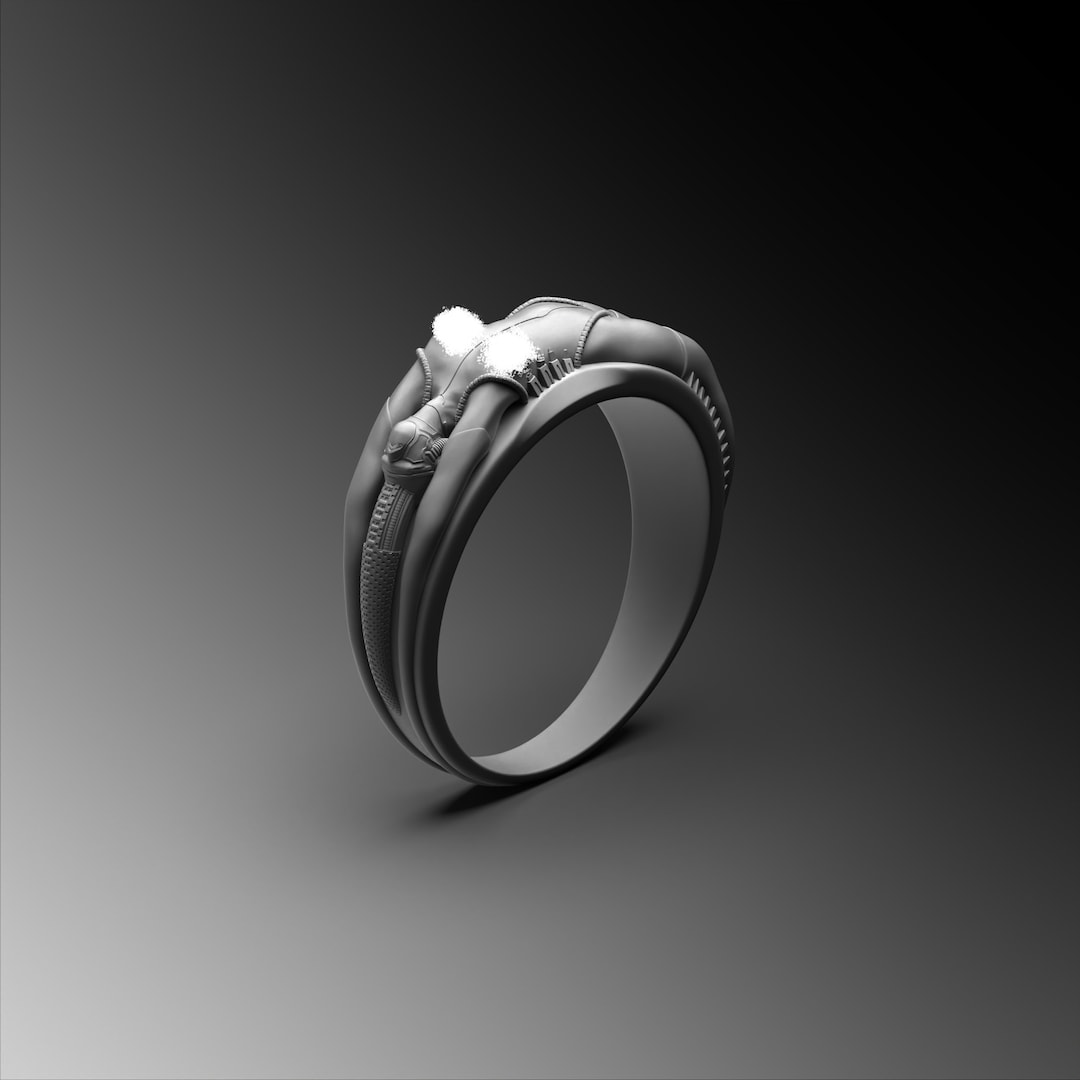 Biomechanical Gothic Woman Ring - Cyber Bionic Female Body Rings for ...