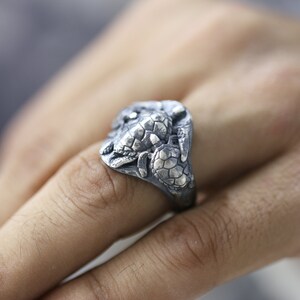 Silver Turtle Rings for Man Silver Turtle Ring Men Signet Turtle Ring ...