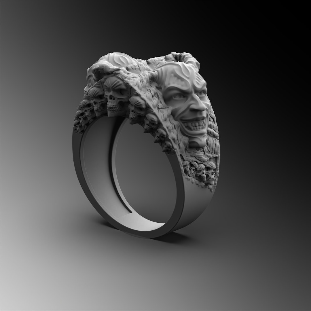 Demon Skull Ring Hell Satan 925 Silver Ring Sterling Handmade Satanic ...