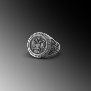 Doppelkopf geflügelte Adler Ring Wappen Siegelring Familienwappen Adlerring Wappenring Wappen ...