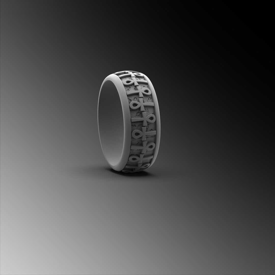 Silver Ankh Ring for Man Egyptian Band Ring Ancient Ankh Sterling Band ...