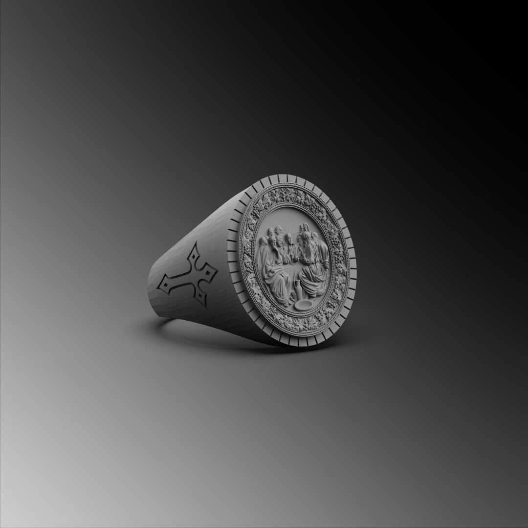 Last Supper Handmade Sterling Silver Men Band Ring, Last Supper Wedding ...