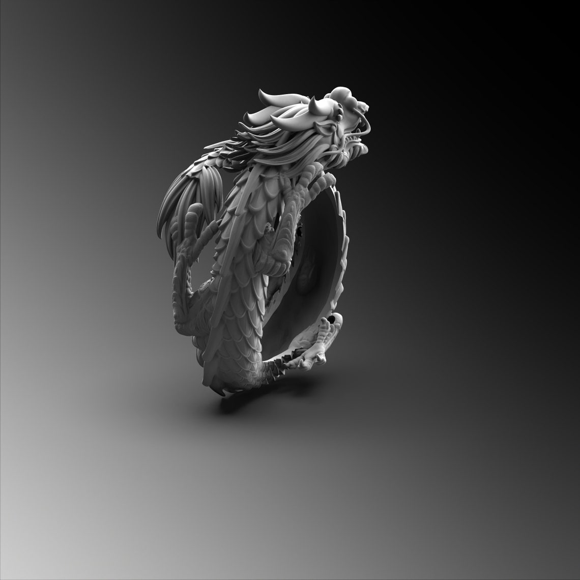 Mens Dragon Ring Silver Chinese Dragon Ring Mens Signet Ring - Etsy