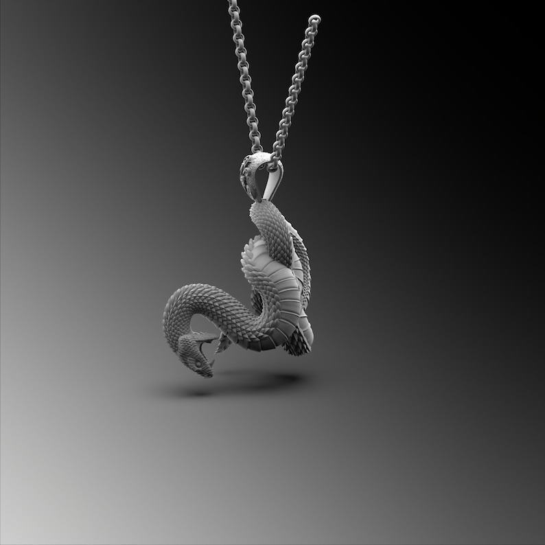 Sterling Silver Snake Pendant Necklace, Serpent Jewelry Gift for Men - Etsy