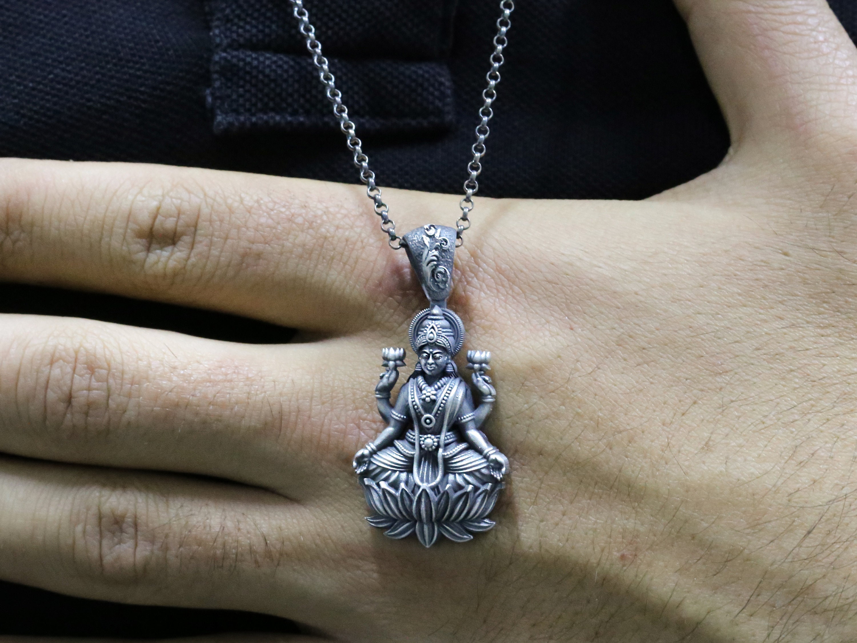 Goddess Laxmi Maa Pendant Silver Lakshmi Necklace Sterling - Etsy