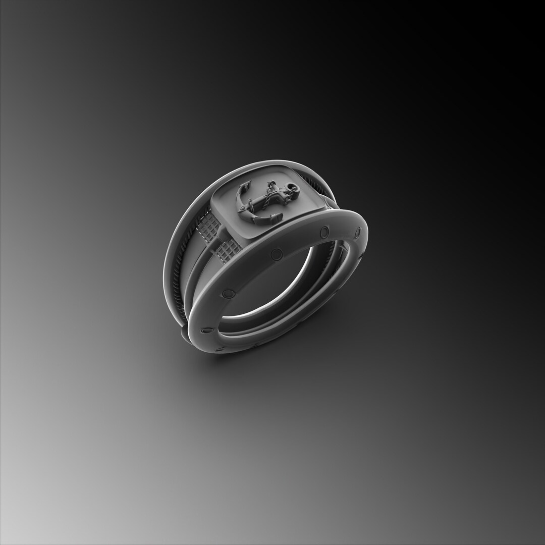 Anchor Signet Ring Mens Silver Anchor Ring Unique Anchor Signet Rings ...