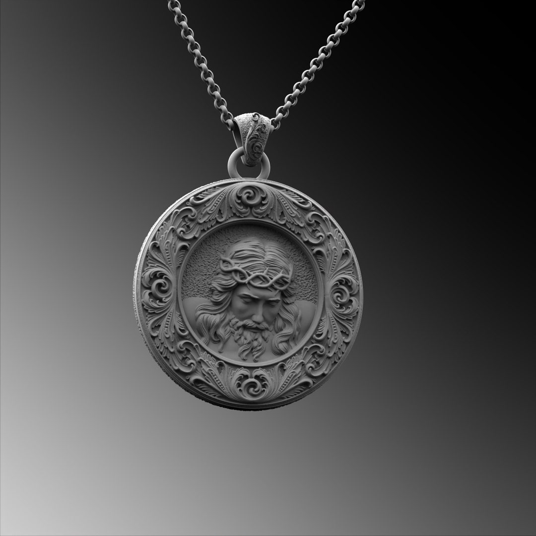 Silver Jesus Amulet Men Jesus Christ Charm Crucifix Necklace Man ...
