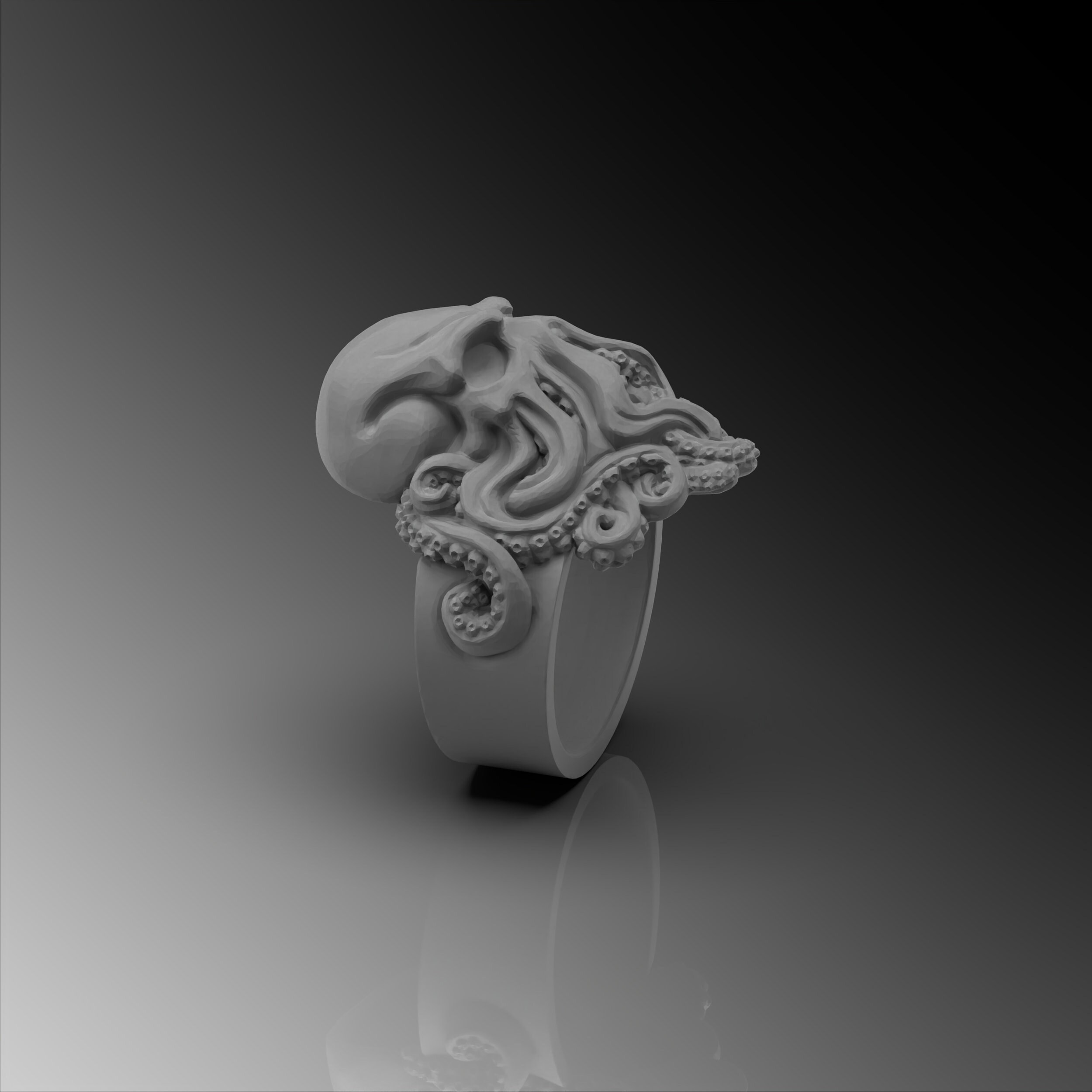 Silver Cthulhu Skull Ring Mens Octopus Monster Ring Handmade - Etsy